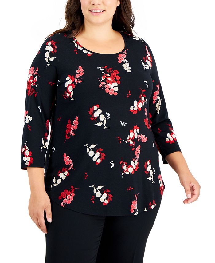 JM Collection Plus Size Printed Top, Created for Macy's - Macy's