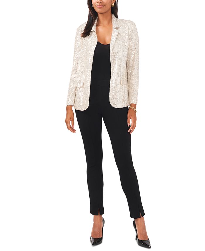 MSK Women's Sequined Notched Collar Open-Front Jacket - Macy's