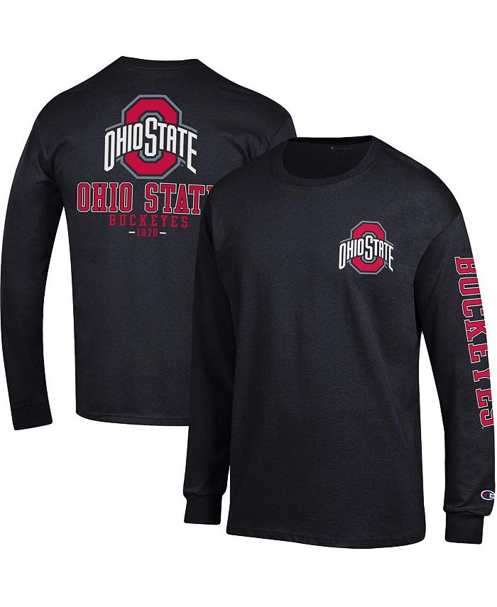 Champion Men's Black Ohio State Buckeyes Team Stack 3-Hit Long Sleeve T ...