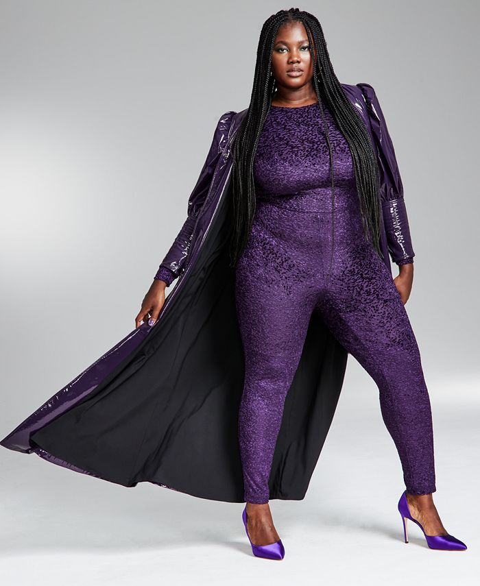 Bar III GooGoo Atkins Trendy Plus Size Textured Shimmering Long-Sleeve ...