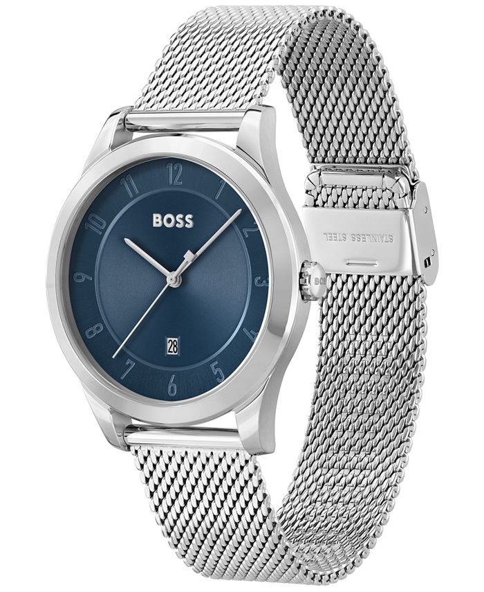 BOSS Men's Purity Silver-Tone Stainless Steel Bracelet Watch, 41mm - Macy's