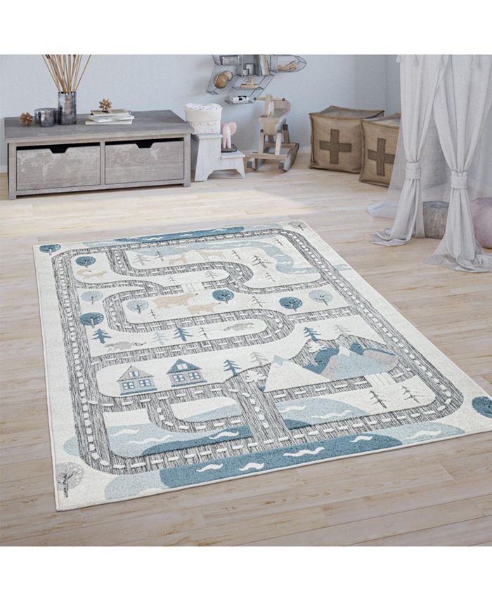 Paco Kids Rug Tweet Roads and Animals Play Mat in Cream - 32'' x 59 ...