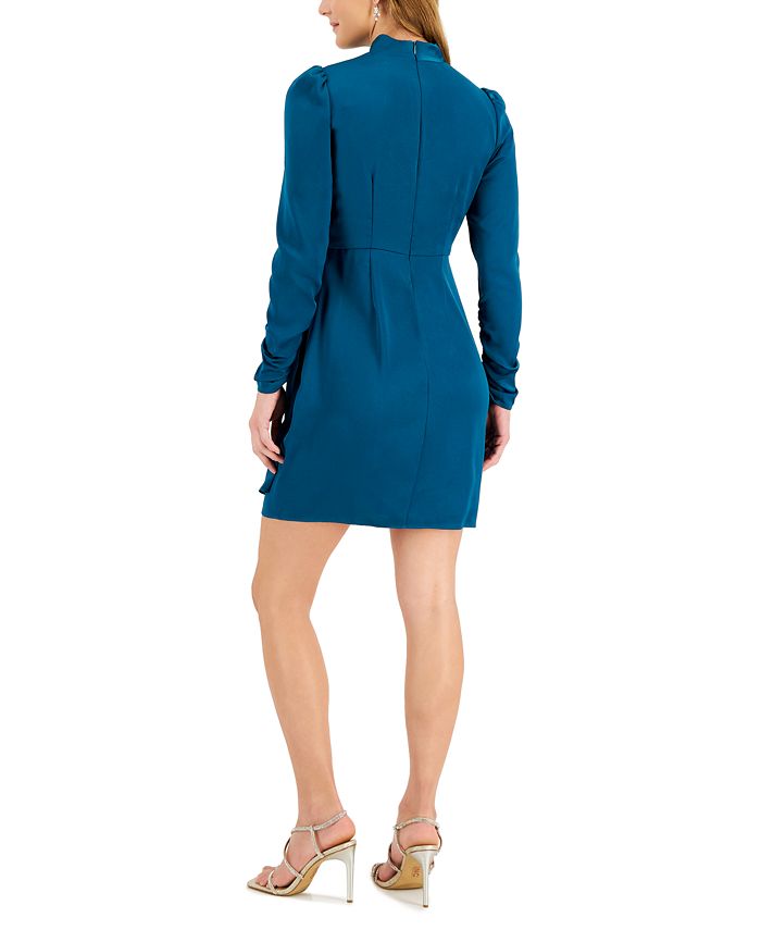 Taylor Women's Mock Neck Side-Draped Long-Sleeve Dress - Macy's