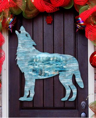 Designocracy Wolf Vintage-Like Wildlife Holiday Door Decor - Macy's