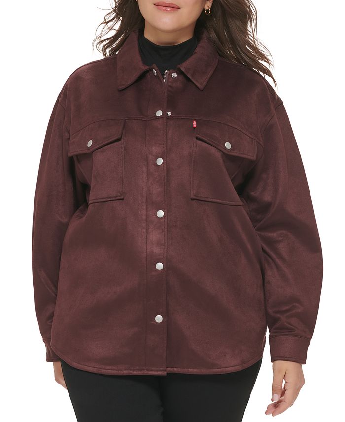 Levi's Trendy Plus Size Faux-Suede Shacket - Macy's