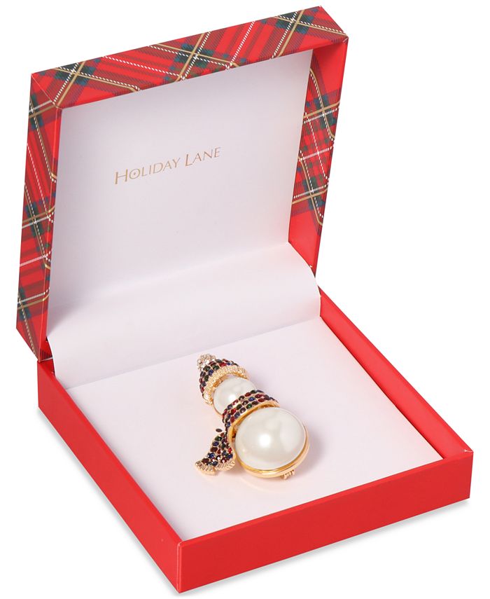 Charter Club Gold-Tone Multicolor Pavé & Imitation Pearl Snowman Pin ...