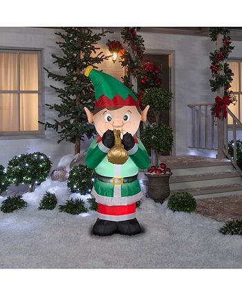 National Tree Company 6' Inflatable Trumpet Playing Elf - Macy's