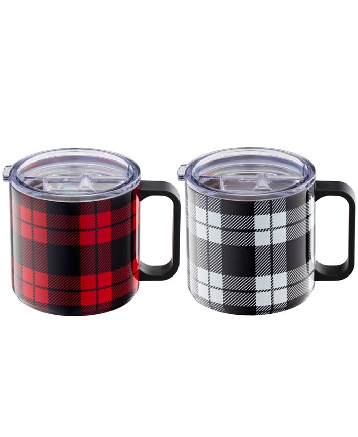 Cambridge Stackable Plaid Insulated Coffee Mugs, Set of 2 - Macy's