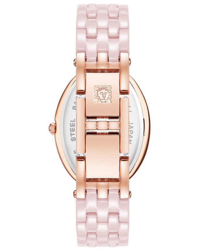 Anne Klein Women's Three-Hand Quartz Pink Ceramic Bracelet Watch, 27mm ...