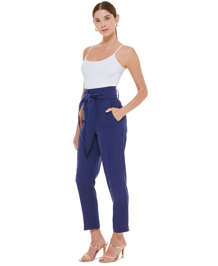 DKNY Women's Belted High Waist Pants - Macy's