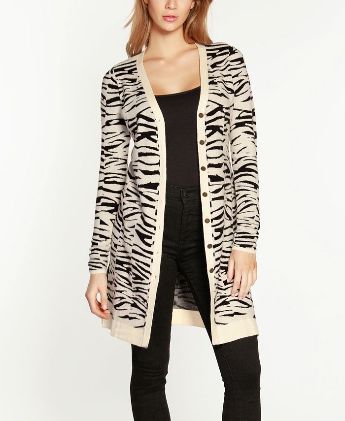 Belldini Black Label Petite Animal-Inspired Stripe Duster Sweater - Macy's