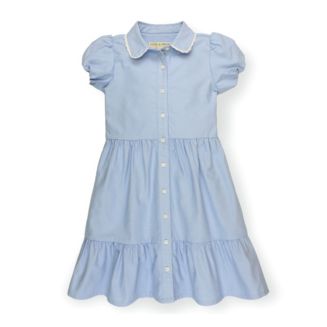 Hope & Henry Baby Girls Organic Cotton Short Sleeve Tiered Oxford Dress ...