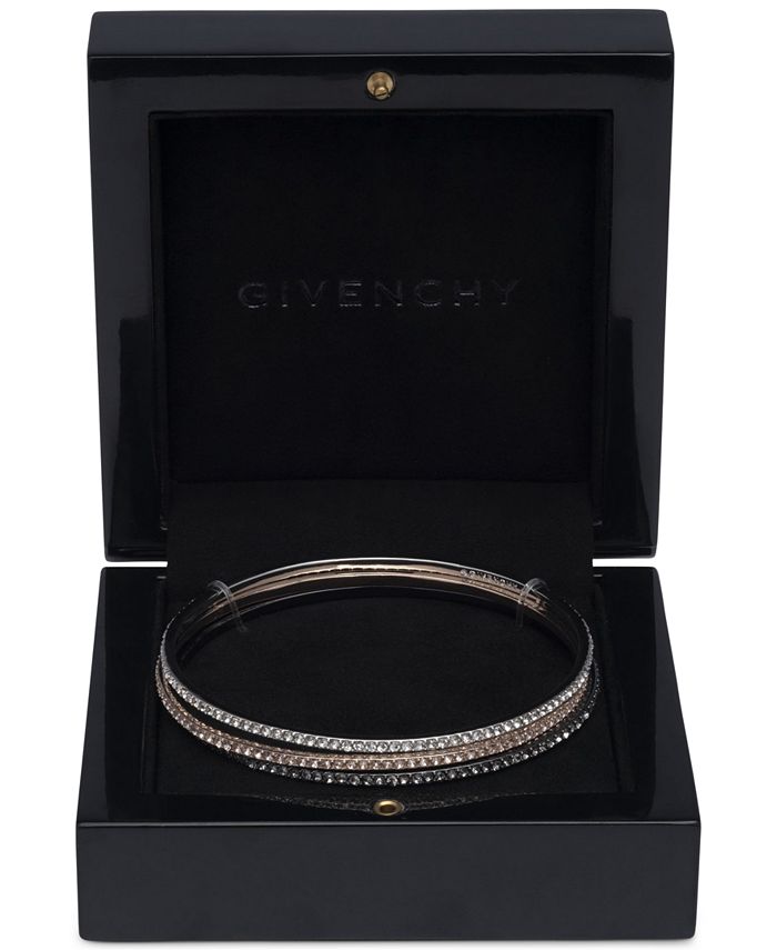 Givenchy Silver-Tone 3-Pc. Set Crystal Stacking Bangle Bracelets - Macy's