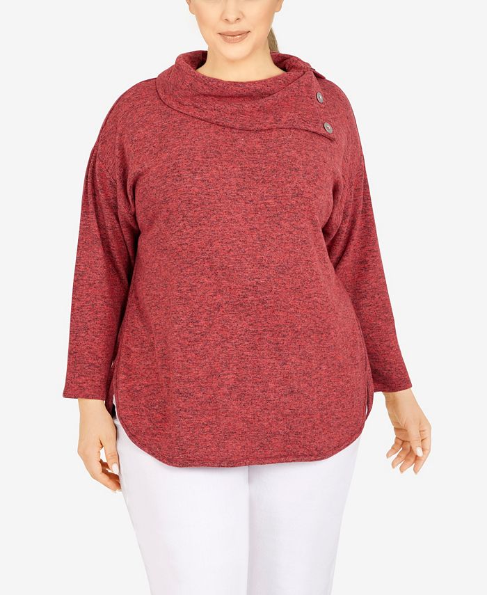 Ruby Rd. Plus Size Cozy Solid Split Neck Top - Macy's