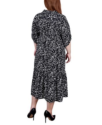 NY Collection Plus Size Tiered Dress with Belt - Macy's