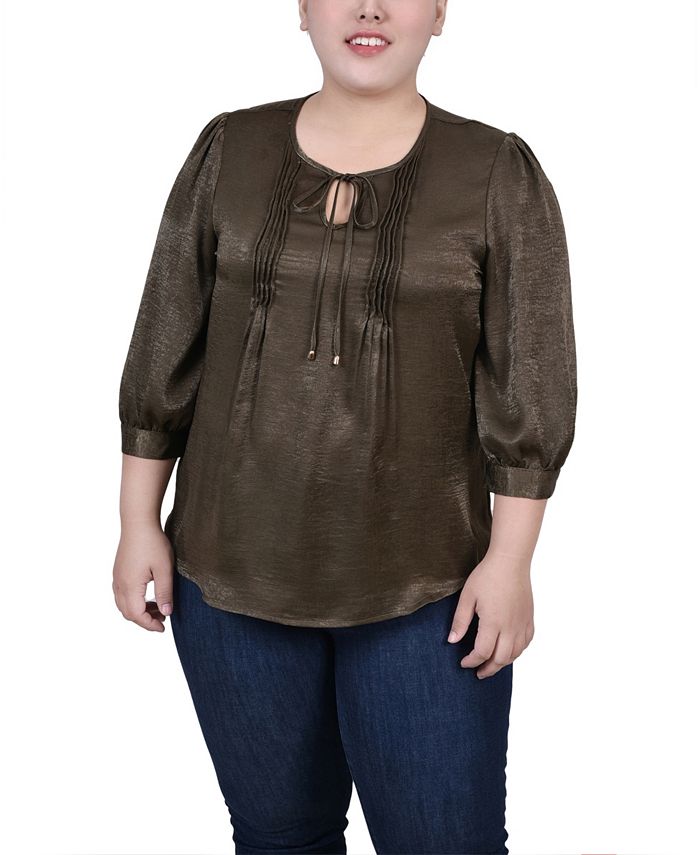 NY Collection Plus Size Satin Blouse - Macy's