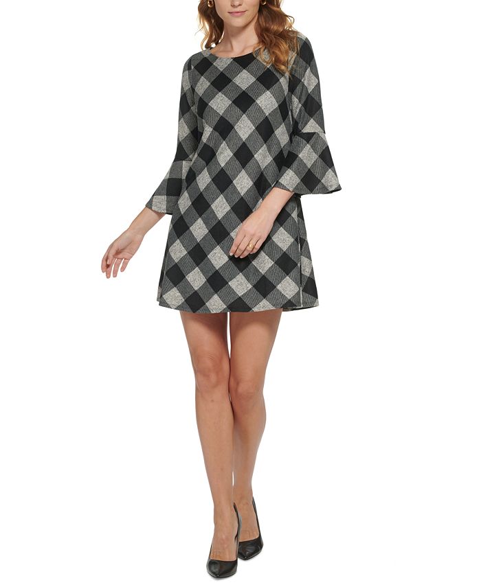 Jessica Howard Petite Plaid Bell-Sleeve Shift Dress - Macy's