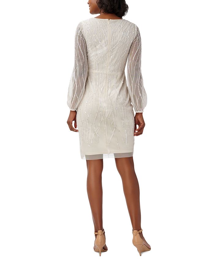 Adrianna Papell Women's Embellished Mesh-Overlay Dress - Macy's