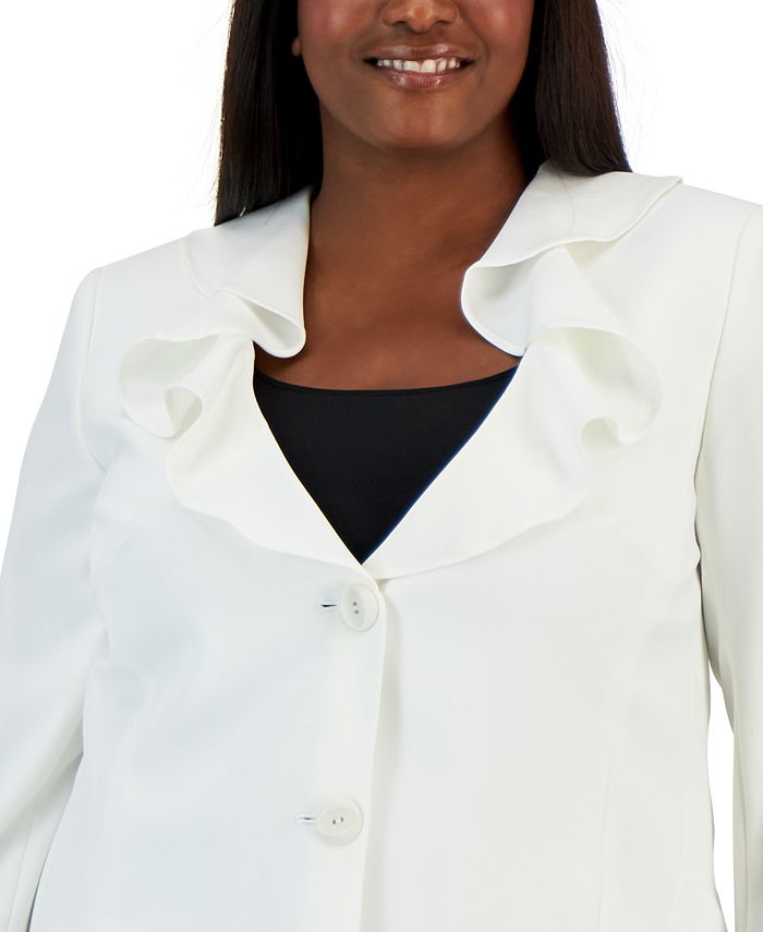 Kasper Plus Size Ruffled Collar Two-Button Blazer & Reviews - Jackets ...