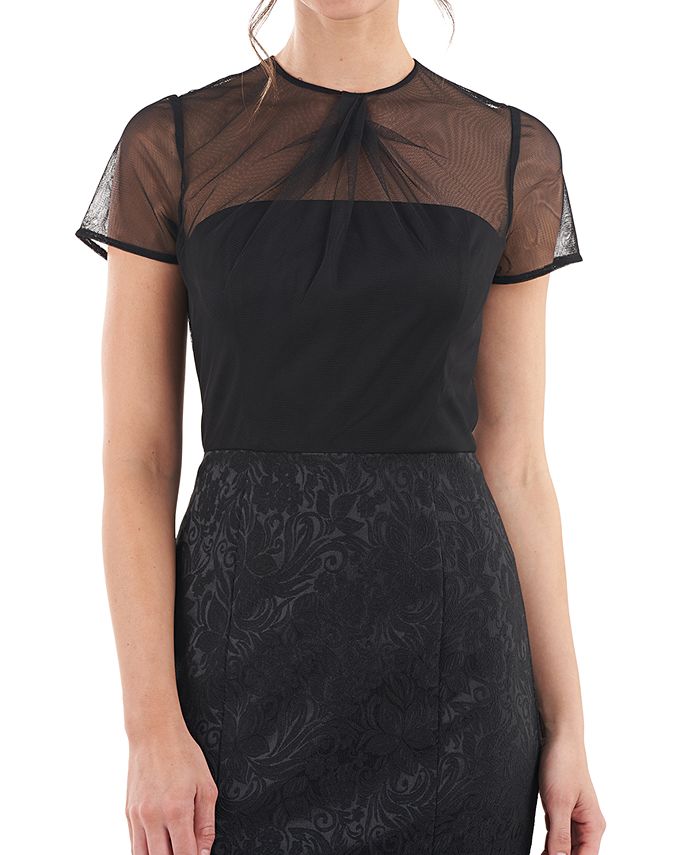 JS Collections Women's Valentina Mesh-Bodice Dress - Macy's