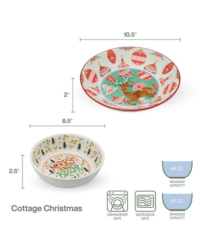 Fitz and Floyd Cottage Christmas Serving Bowls, Set of 2 - Macy's