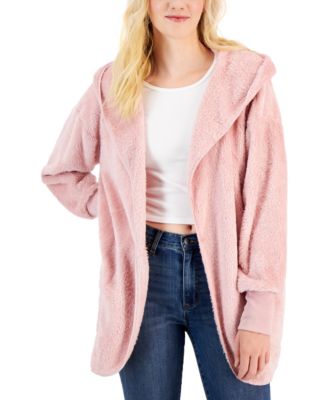 Juniors' Cozy Open-Front Hoodie Cardigan