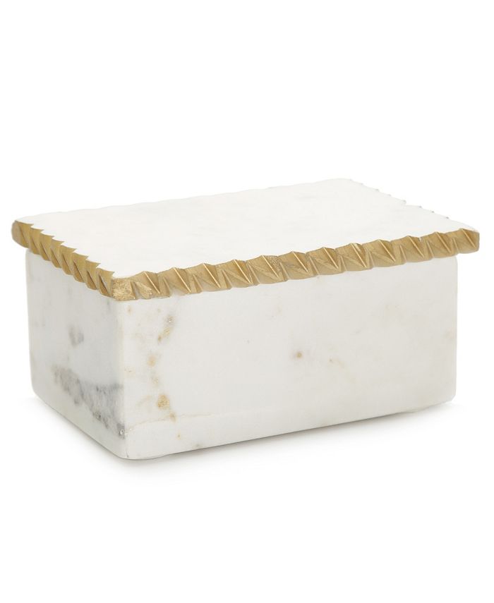 Classic Touch Marble Decorative Box with Cover Dimensional Border Set ...