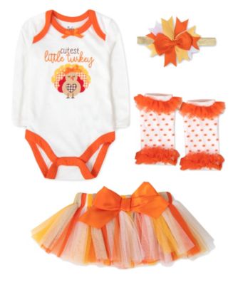 Baby Essentials Baby Girls Little Turkey Bodysuit, Tutu, Headband and ...