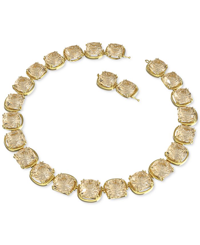 Swarovski Gold-Tone Harmonia Crystal Cushion All Around Necklace, 14-1/ ...