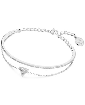Swarovski Silver-Tone Crystal Triangle Layered Bracelet - Macy's