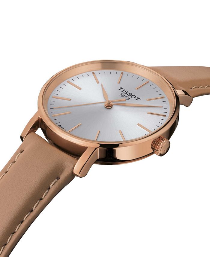 Tissot Women's Swiss Everytime Beige Leather Strap Watch 34mm - Macy's