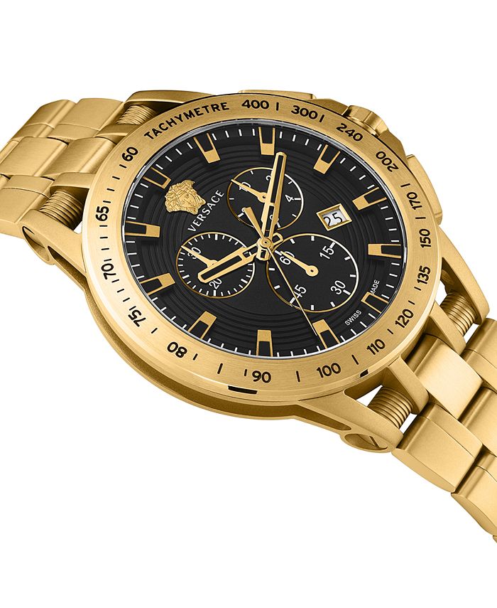 Versace Men's Swiss Chronograph Sport Tech Gold Ion Plated Stainless ...