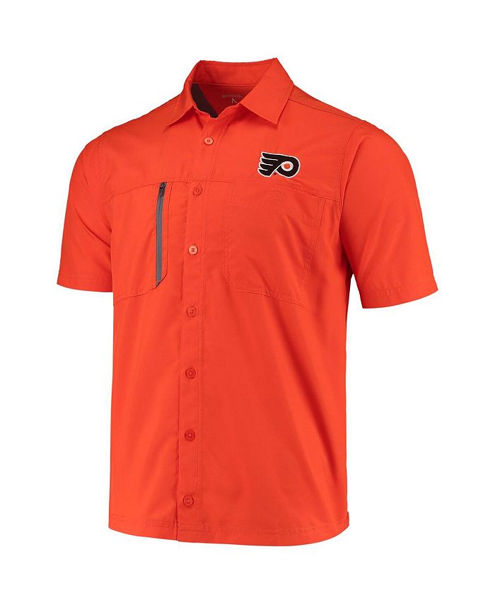 Antigua Men's Orange Philadelphia Flyers Kickoff Fishing Button-Up ...