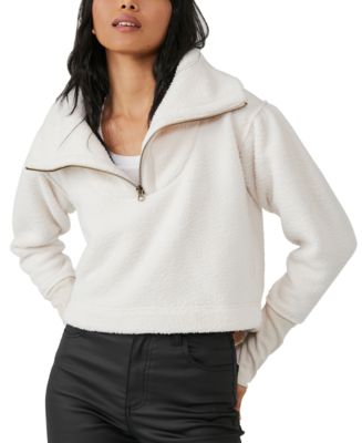 Free People Women's Poppy Zip-Neck Long-Sleeve Pullover - Macy's