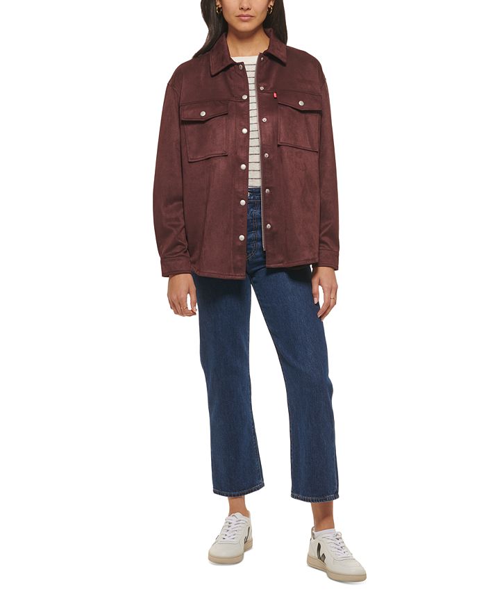 Levi's Women's Soft Faux Suede Relaxed Shacket Jacket - Macy's