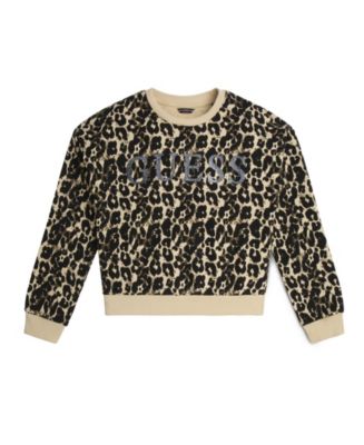 GUESS Big Girls Gel Glitter Print Logo Sweatshirt - Macy's