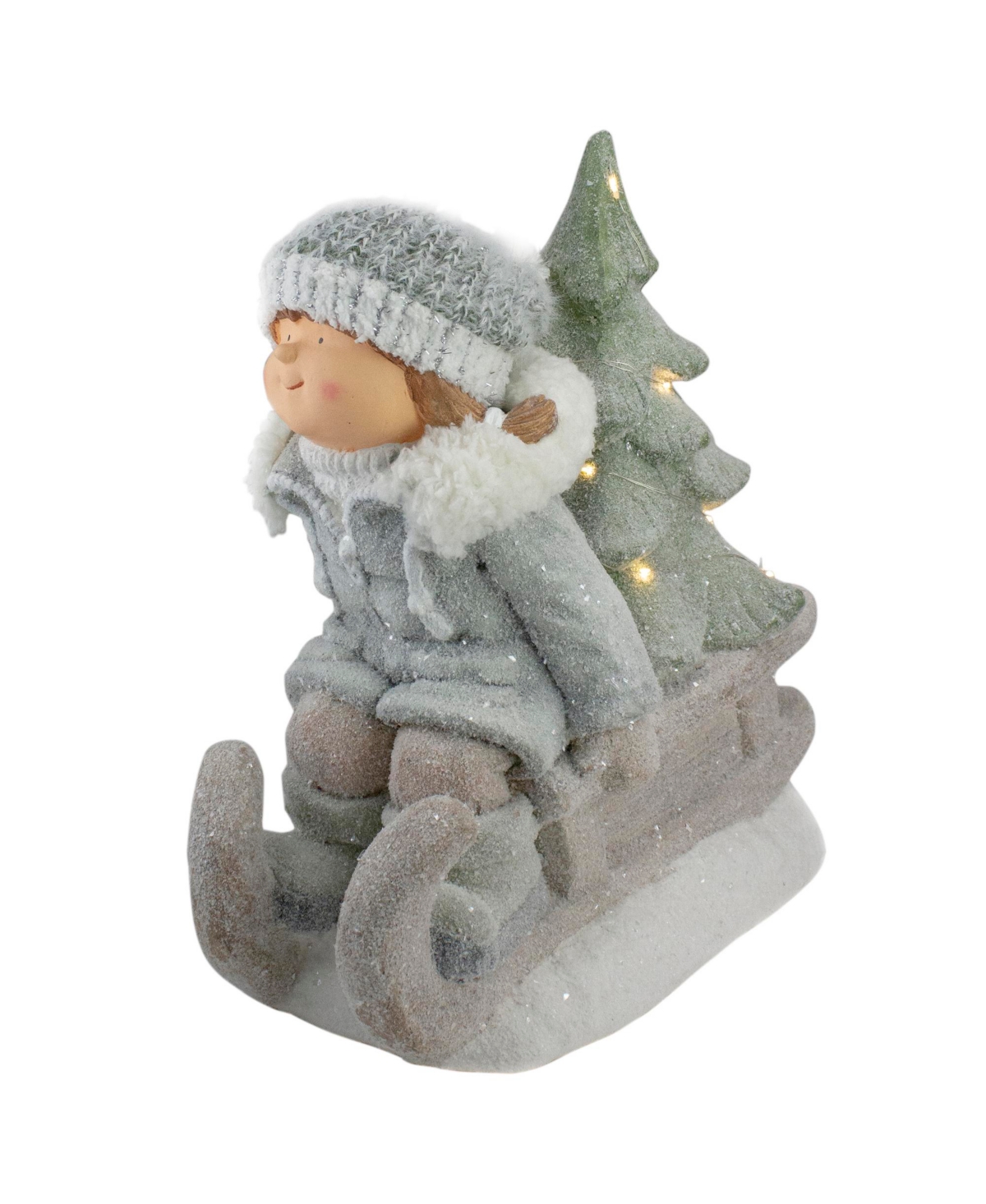 Northlight Lighted Girl on a Sled Christmas Decoration, 15" - Green ...