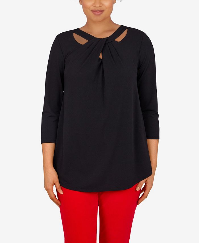 Ruby Rd. Petite Draped Solid Crepe Top - Macy's