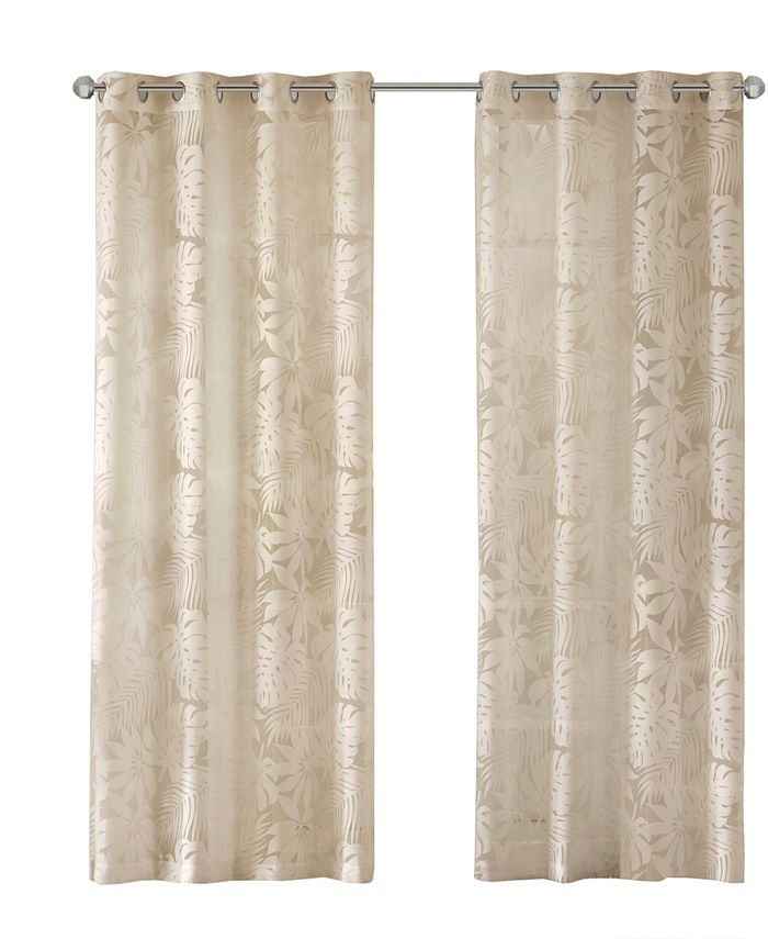 Madison Park Leilani Palm Leaf Burnout Sheer Window Panel, 50" x 63 ...
