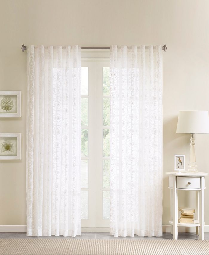 Madison Park Gemma Sheer Embroidered Window Curtain, 50"W x 63"L - Macy's