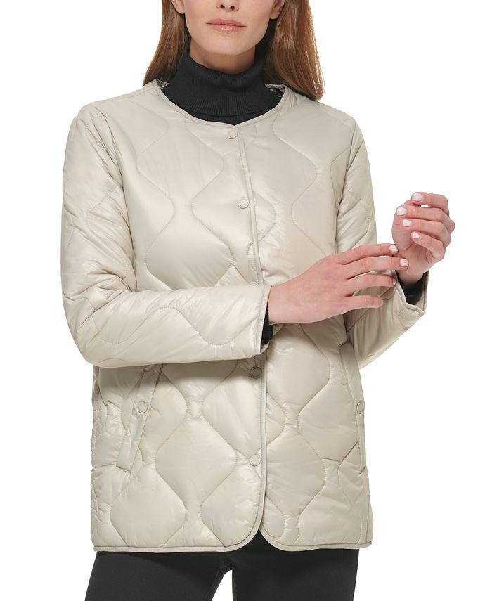 Calvin Klein Women's Collarless Onion Quilted Coat - Macy's