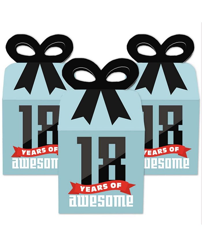 Big Dot of Happiness Boy 18th Birthday - Square Favor Gift Boxes ...