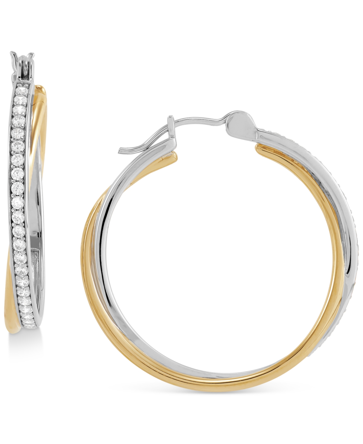 Click here for Cubic Zirconia Twist Medium Hoop Earrings in Sterl... prices