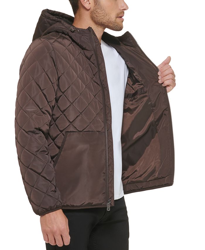 Kenneth Cole Men's Diamond Quilted Hooded Jacket - Macy's