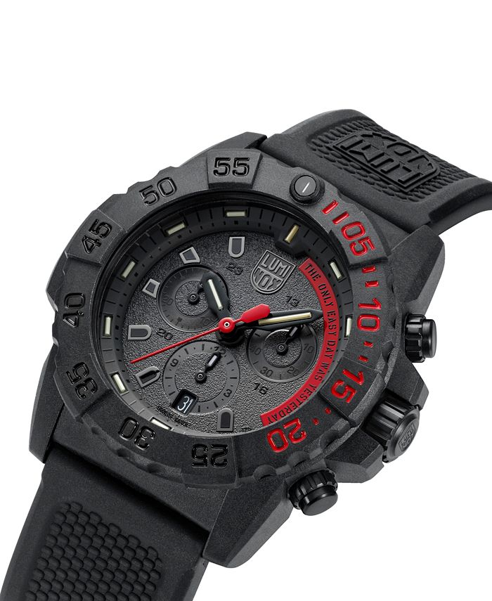 Luminox Men's Swiss Chronograph Navy Seal Dive Black Rubber Strap Watch ...