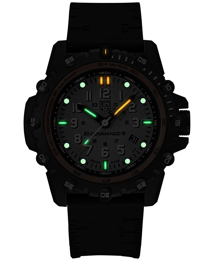 Luminox Men's Swiss Commando Frogman Tactical Black Rubber Strap Watch ...