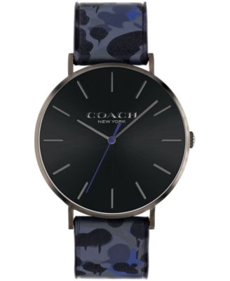 COACH Men's Charles Gray Leather Strap Watch, 41mm - Macy's