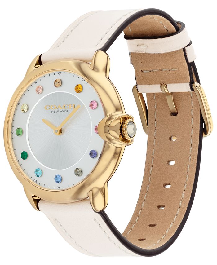 COACH Women's Arden Chalk Leather Strap Watch, 36mm - Macy's