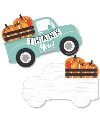 Happy Fall Truck - Harvest Pumpkin Shaped Thank You Cards with ...