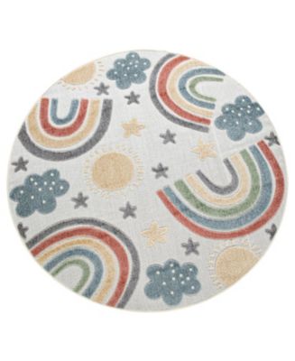 Kids Rug Tweet Colorful Rainbow Play-mat With Clouds In Multicolor - 47 ...